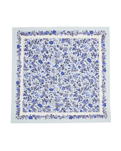 FABLE ENGLAND Ditsy Blue Folk Square Scarf - Blue Hues
