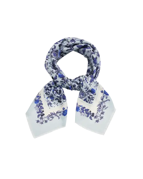 FABLE ENGLAND Ditsy Blue Folk Square Scarf