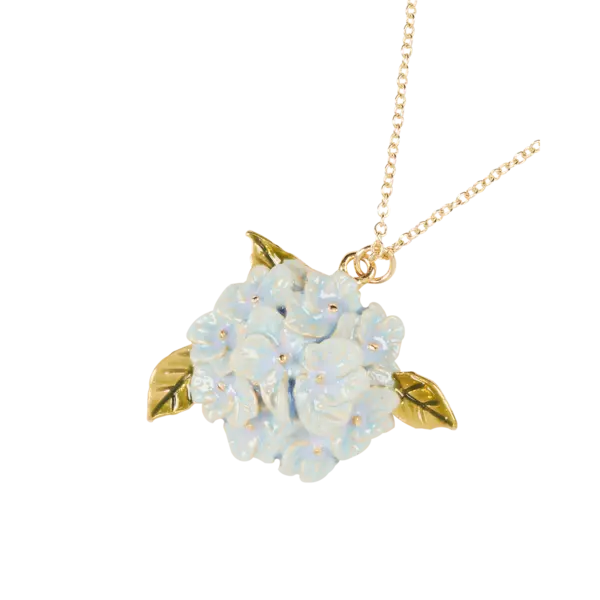 FABLE ENGLAND Enamel Hydrangea Pendant Necklace - Multi & Gold