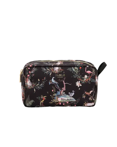 FABLE ENGLAND Wonderland Printed Wash Bag - Black