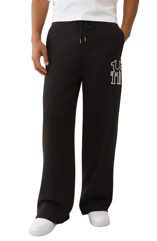 True Religion Rib Stitch Dept Baggy Sweatpants - Jet Black