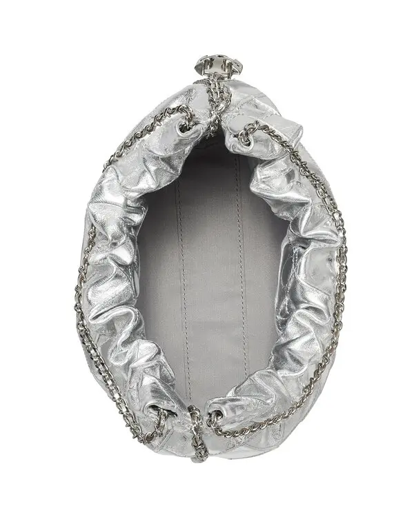 Tory Burch Fleming Mini Metallic Leather Hobo Bag - Silver
