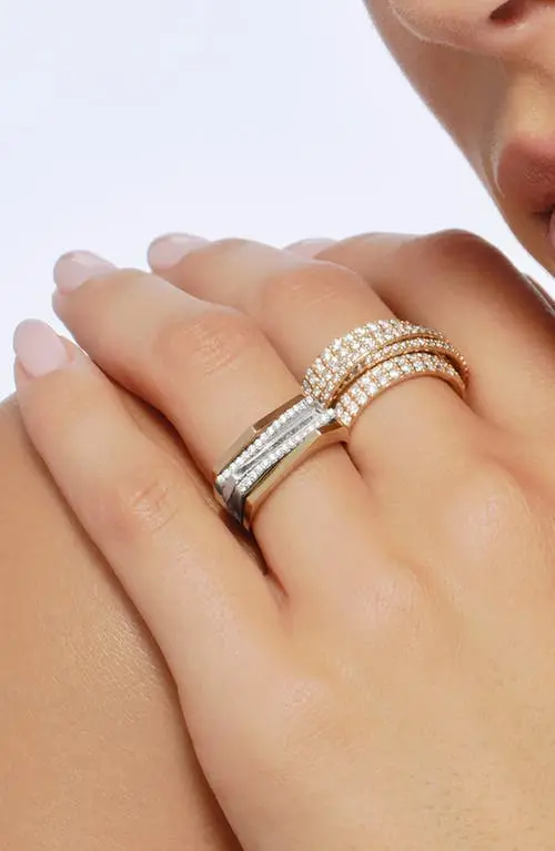 Lana Jewelry 14k Gold Pavé Diamond Geometric Ring