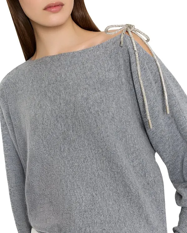 MILLY Bow Detail Sweater - Grey Heather