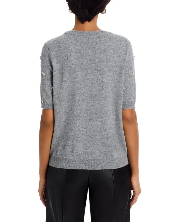 MILLY Rosalyn Rhinestone Embellished Crewneck Top