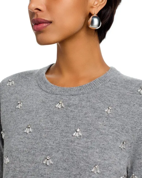 MILLY Rosalyn Rhinestone Embellished Crewneck Top