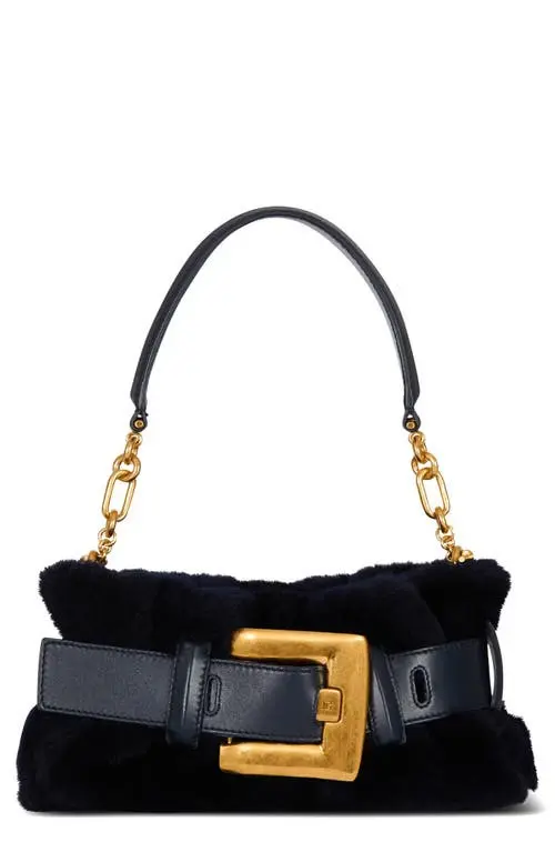 Balmain Mini Anthem Shearling Shoulder Bag