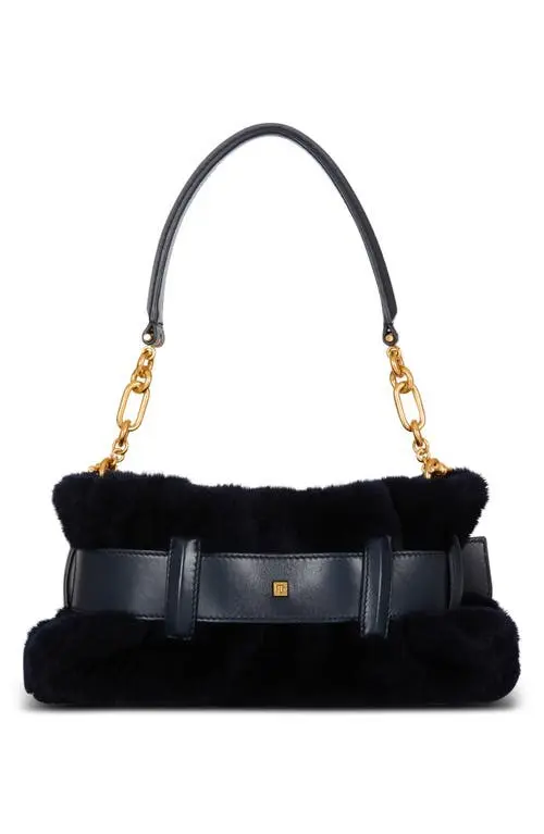 Balmain Mini Anthem Shearling Shoulder Bag