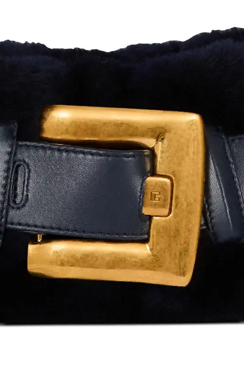 Balmain Mini Anthem Shearling Shoulder Bag