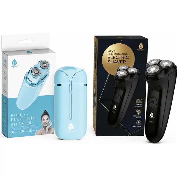 PURSONIC His & Her Shaversmen’s Electric Shaver & Women’s Painless Facial Shaver - Multicolor