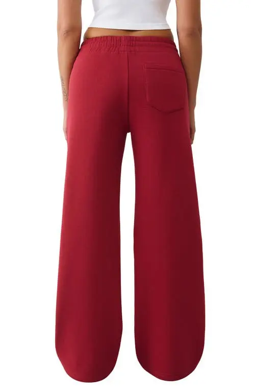 True Religion Crystal Wide Leg Drawstring Pants - Rhubarb Red