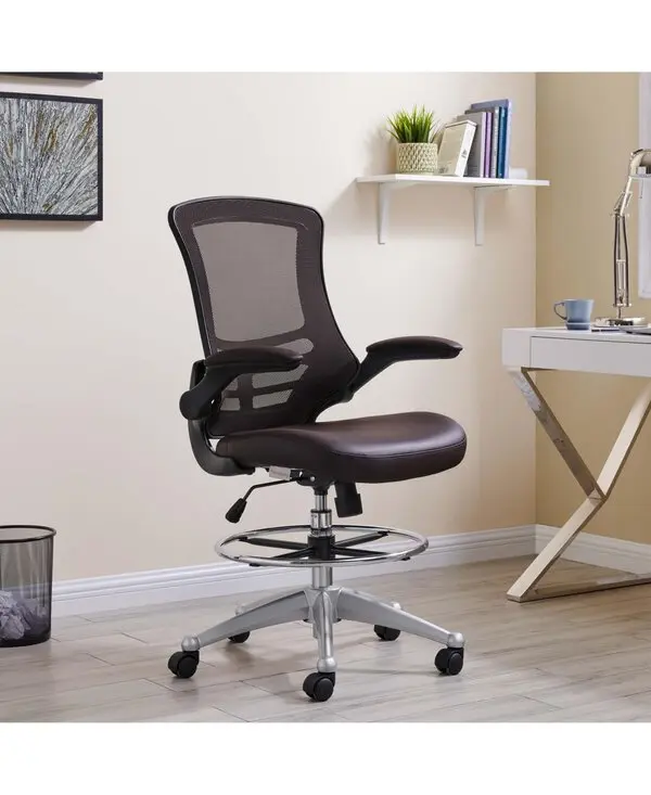 MODWAY Attainment Vinyl Drafting Chair - Brown