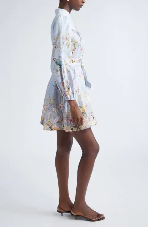 Zimmermann Rebellion Long Sleeve Linen Belted Minidress