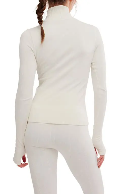 Free People Seamless Turtleneck Knit Top - Ivory Combo