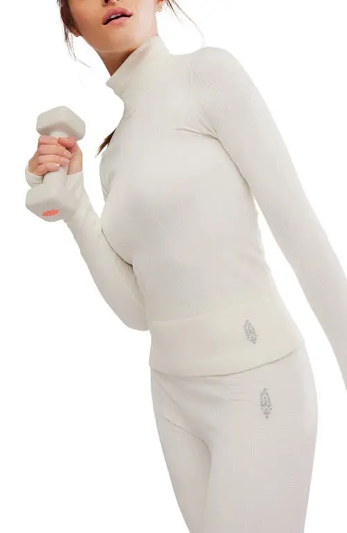 Free People Seamless Turtleneck Knit Top - Ivory Combo