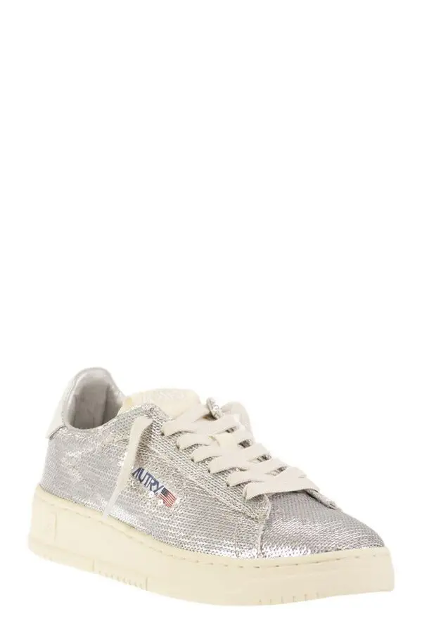 AUTRY Dallas Sequinned Low Top Sneakers - Silver-1