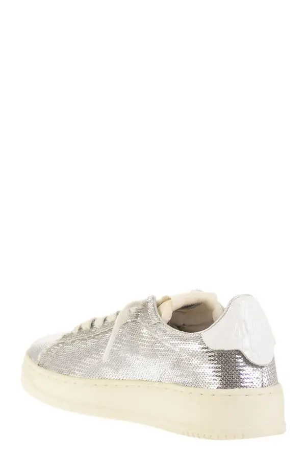 AUTRY Dallas Sequinned Low Top Sneakers - Silver-1