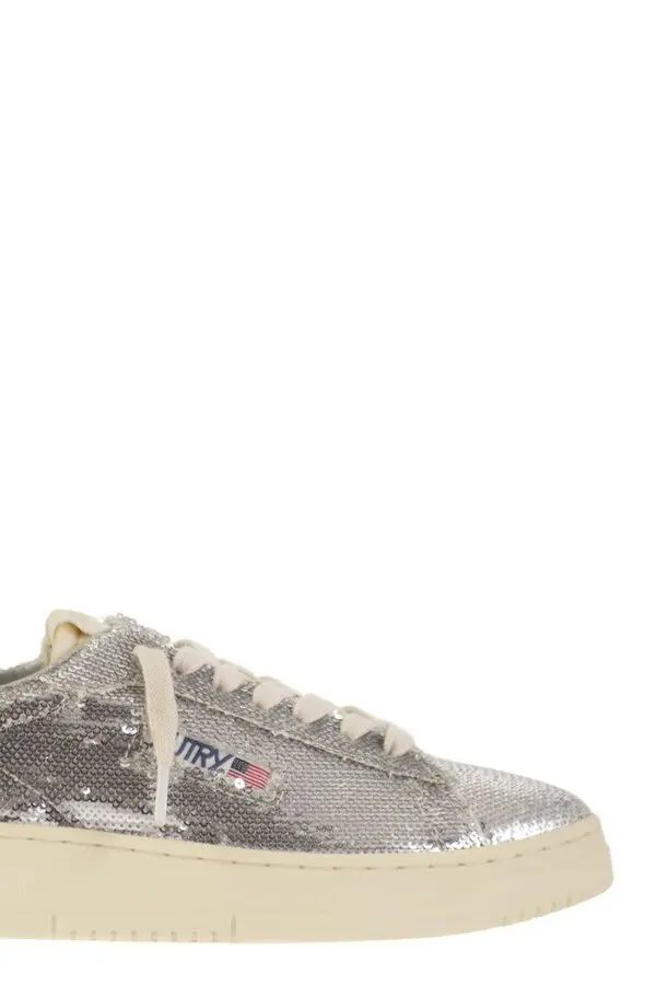 AUTRY Dallas Sequinned Low Top Sneakers - Silver-1
