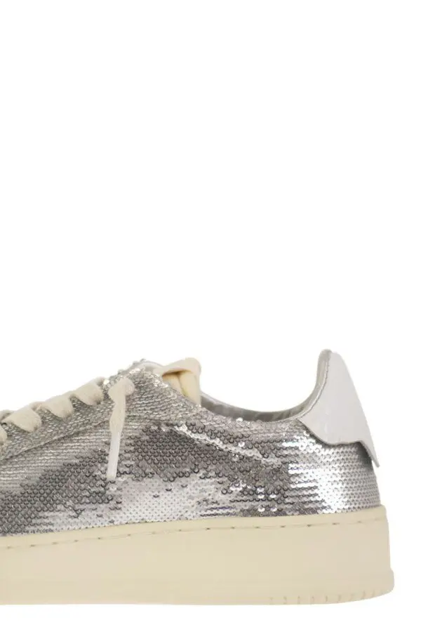 AUTRY Dallas Sequinned Low Top Sneakers - Silver-1