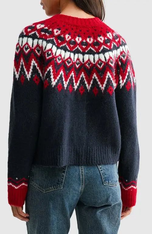 ALL IN FAVOR Fair Isle Cardigan - Navy Red