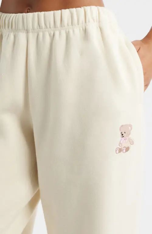HAPPY CAMP3R Camp3y Teddy Bear Embroidered Sweatpants - Cream