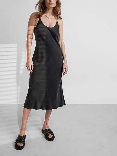 Victoria's Secret Lunya Washable Silk Slip Dress - Black