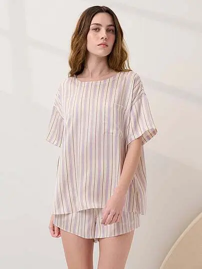 Victoria's Secret Lunya Washable Silk Tee Short Set - Multicolored