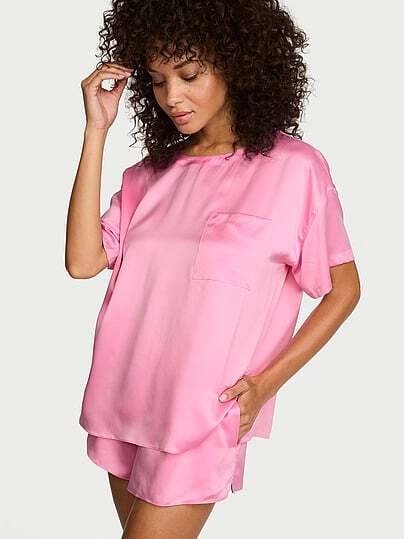 Victoria's Secret Lunya Washable Silk Tee Short Set - Pink