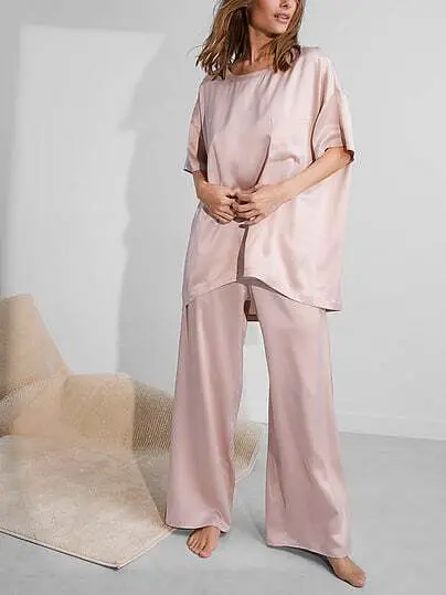 Victoria's Secret Lunya Washable Silk Tee And Pant Set - Pink