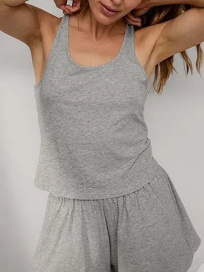 Victoria's Secret Lunya Organic Pima Curved Hem Tank - Grey