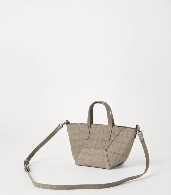 Brunello Cucinelli Croc-embossed Leather Duo Mini Bag