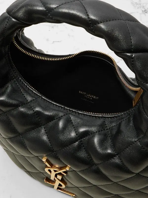 Saint Laurent Icarino Matelassé Leather Tote - Black