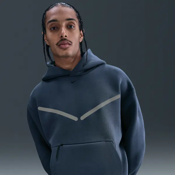 Nike Tech Pullover Hoodie With Reflective Accents - Blue