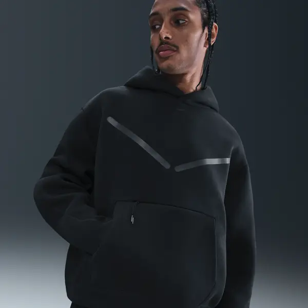 Nike Tech Pullover Hoodie With Reflective Accents - Black