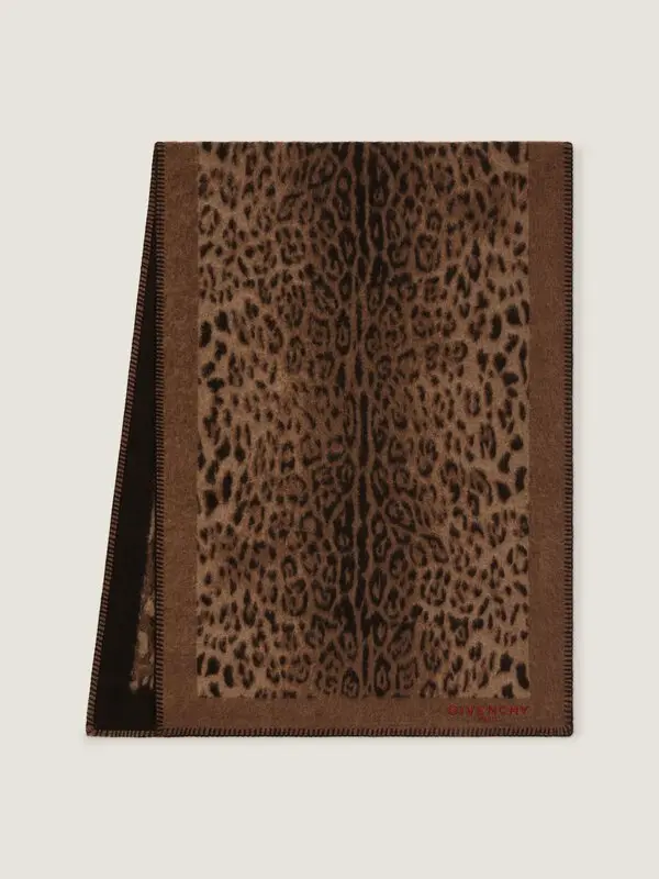 Givenchy Scarf In Wool Jacquard With Leopard Print - Multicolor