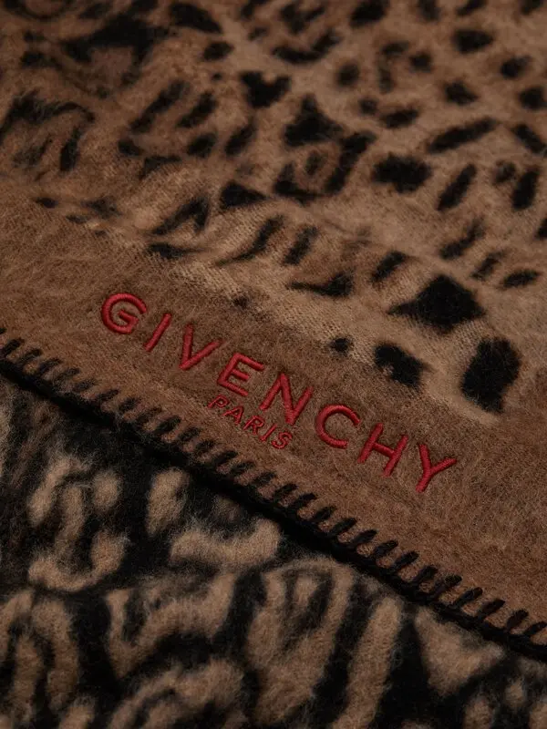 Givenchy Scarf In Wool Jacquard With Leopard Print