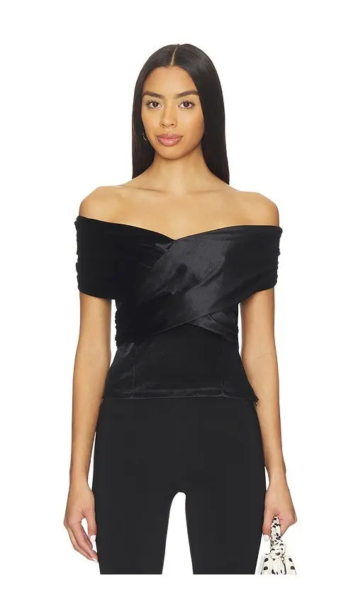 LOVERS AND FRIENDS Velvet Off-shoulder Top