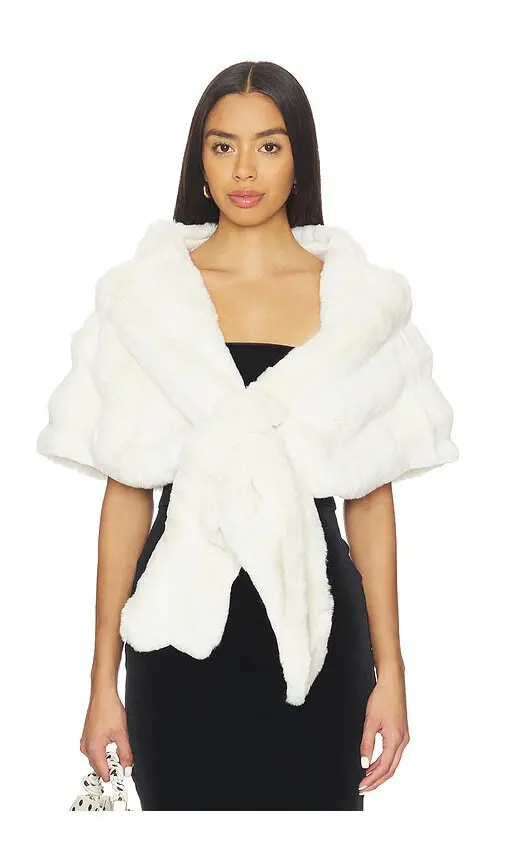 Adrienne Landau Glam Faux Fur Shawl - Snow White