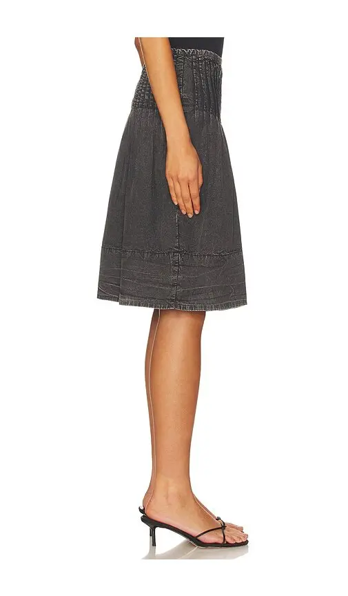 Free People Peyton Pintuck Midi Skirt - Washed Black