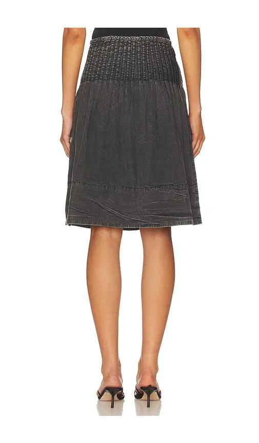 Free People Peyton Pintuck Midi Skirt - Washed Black