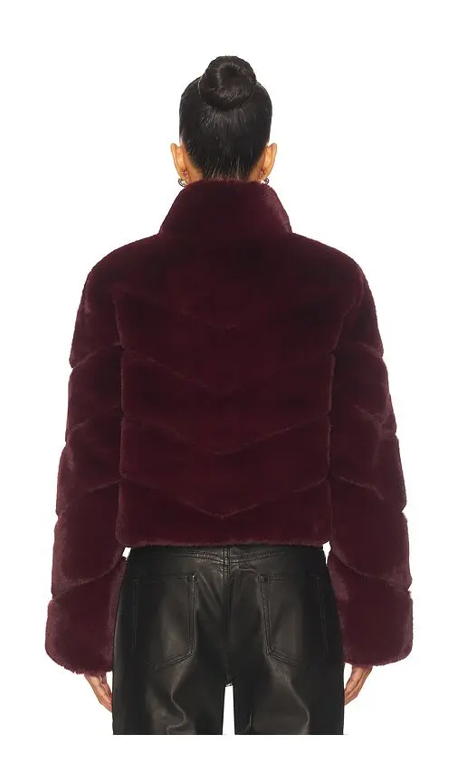 Generation Love Chevron Faux Fur Jacket - Cabernet