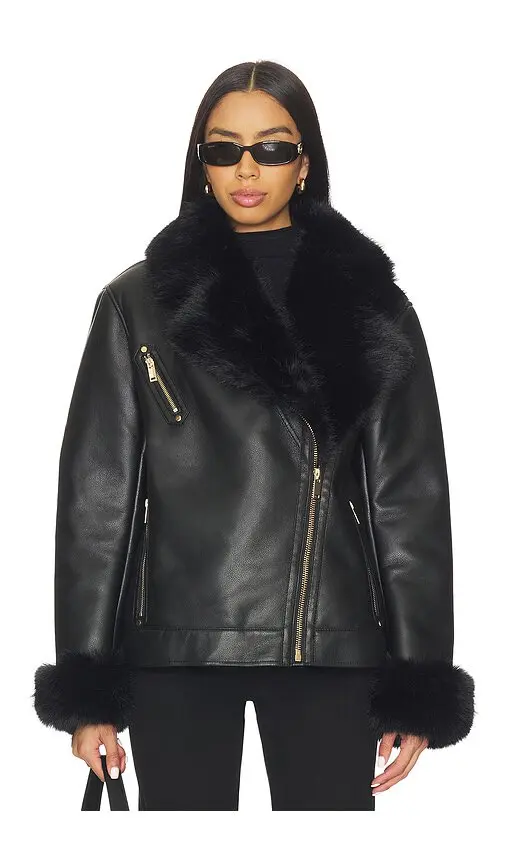 Generation Love Faux Fur Shearling Moto Jacket