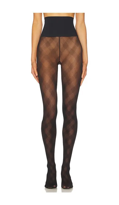 Commando Check Plaid Sheer Tights - Black