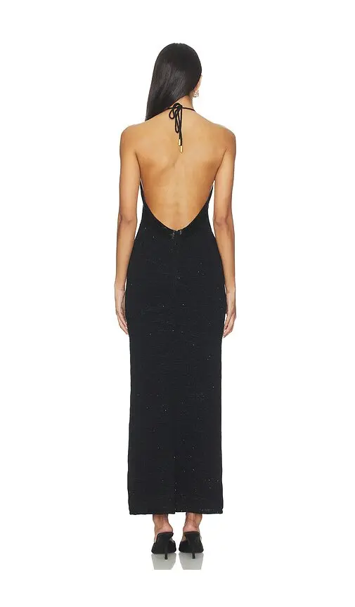 open lace back dress ASTA Resort Louisa Brooch Dress - Black