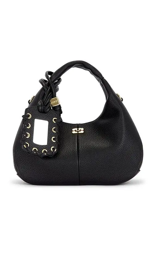 GANNI Grained Mini Hobo Bag - Black