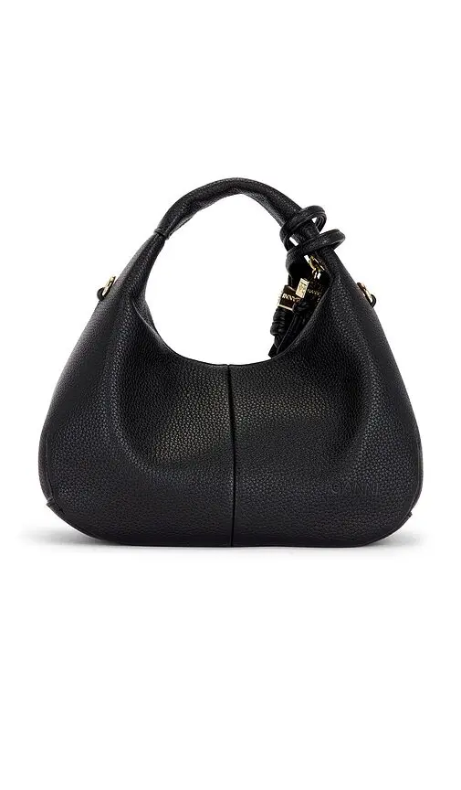 GANNI Grained Mini Hobo Bag - Black