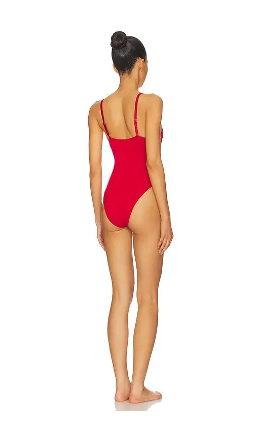 FLEUR DU MAL Le Stretch Micro Seduce U-plunge Bodysuit - Rouge
