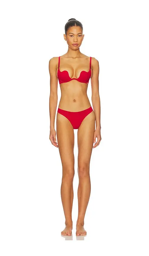 Fleur Du Mal Le Stretch Micro Thong In Red
