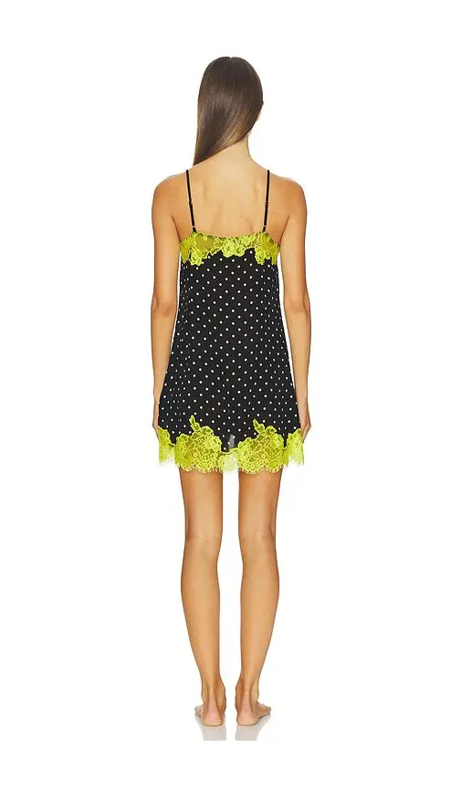 FLEUR DU MAL Juliet Lace Button Slip - Small Dot Black
