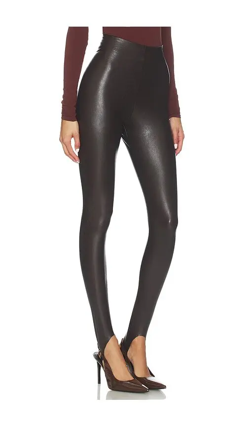 Commando Faux Leather Stirrup Legging In Brown